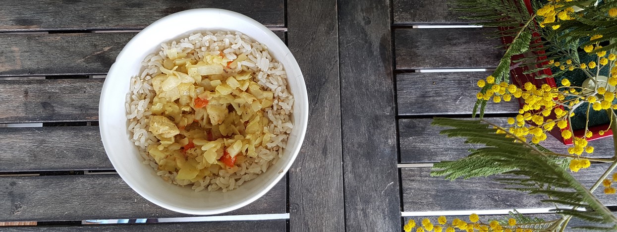 Recette Wok Bio Au Chou Chinois Poulet Sauce Curry Coco Et Riz